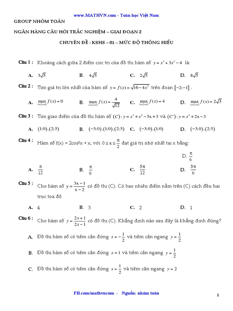 250 Cau Kshs Co Dap An (Mathvn - Com) Nhomtoan | PDF