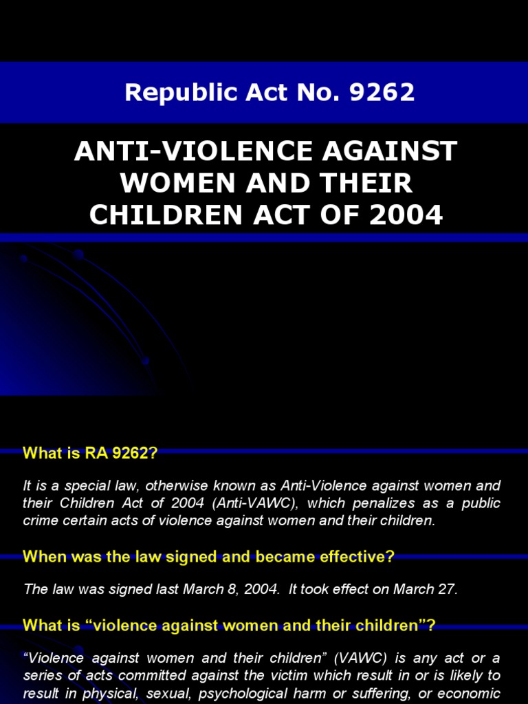 Ra 9262 | PDF | Restraining Order | Psychological Abuse