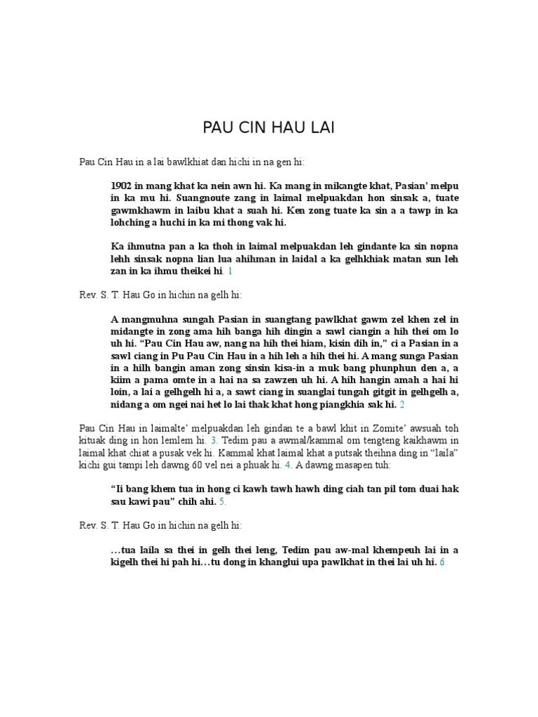 Pau Cin Hau Script Overview | PDF
