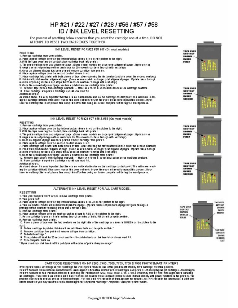 Reset Catrid Hp21 - 22 | PDF | Printer (Computing) | Hewlett Packard
