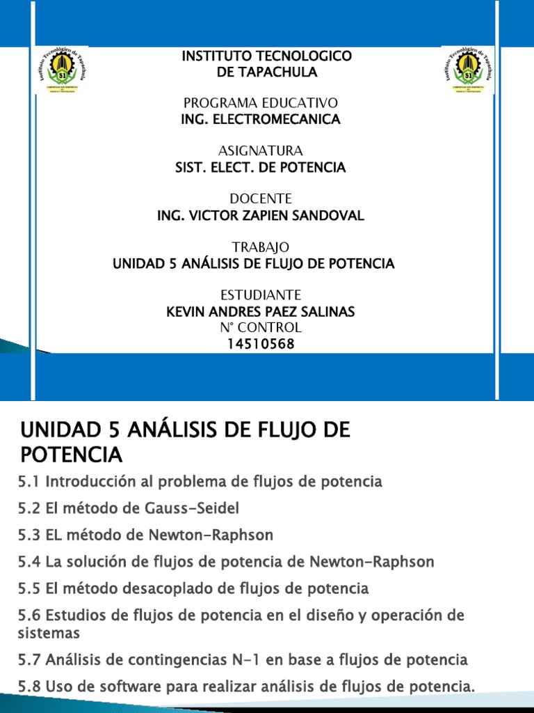 Unidad 5 Analisis de Flujos de Potencia | PDF | Ecuaciones | voltaje