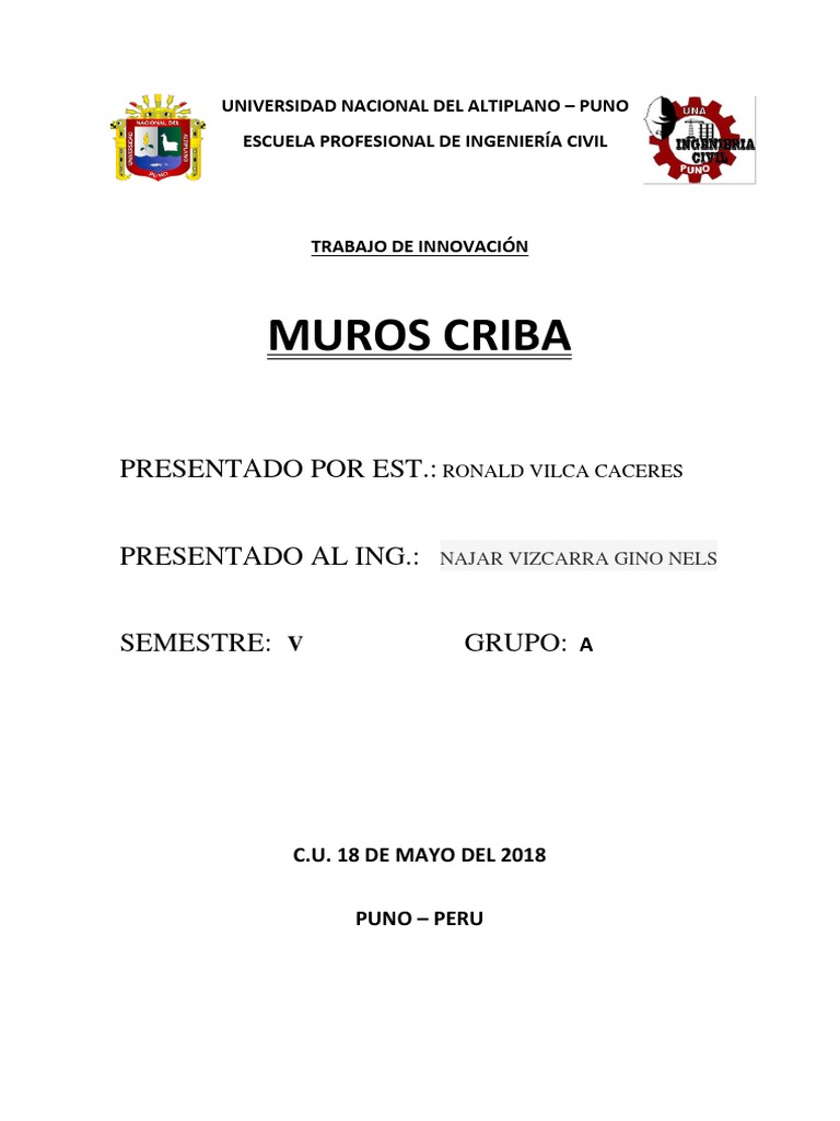 Muros Criba: Definición y Construcción | PDF | Fundación (Ingeniería ...