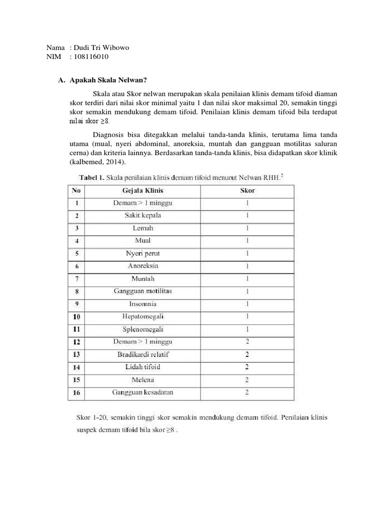 Skor Nelwan untuk Diagnosis Demam Tifoid | PDF