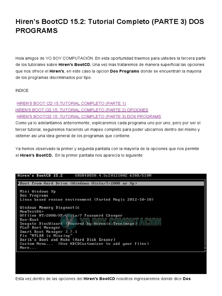 Hiren's BootCD 15 | PDF | Disco duro | Archivo de computadora