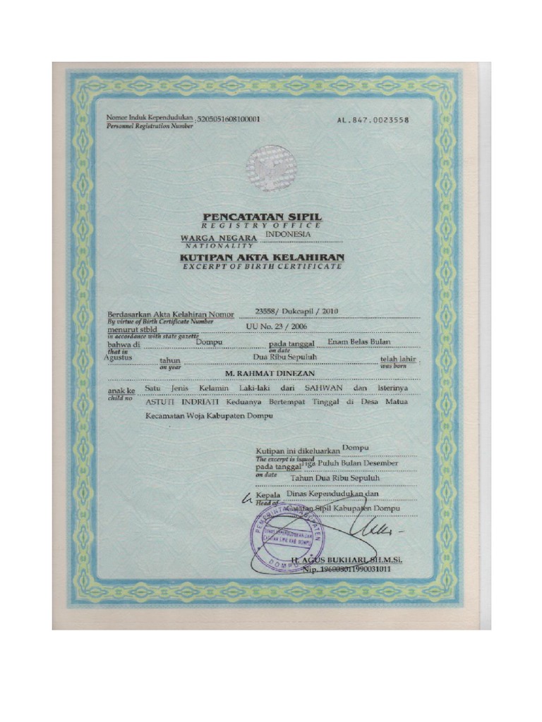 AKTA Lahir Anak | PDF