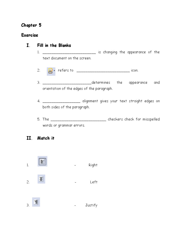 Exercise I. Fill in The Blanks | PDF | Language Arts & Discipline