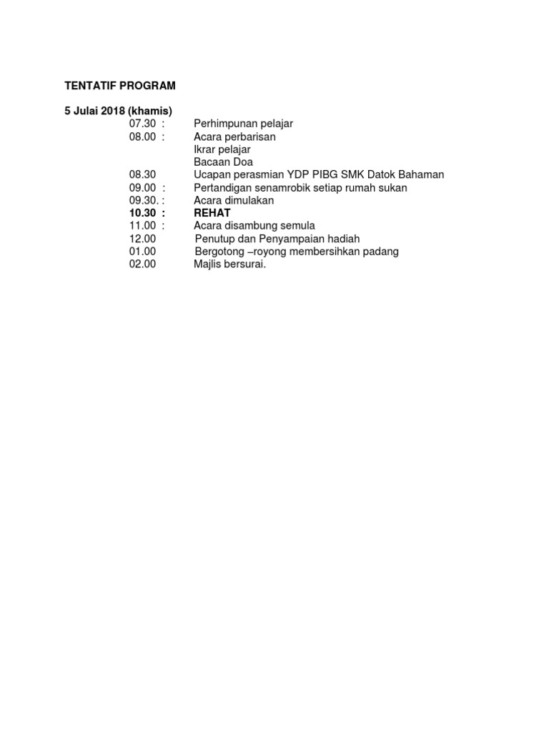 Tentatif Program Sukan Tahunan | PDF
