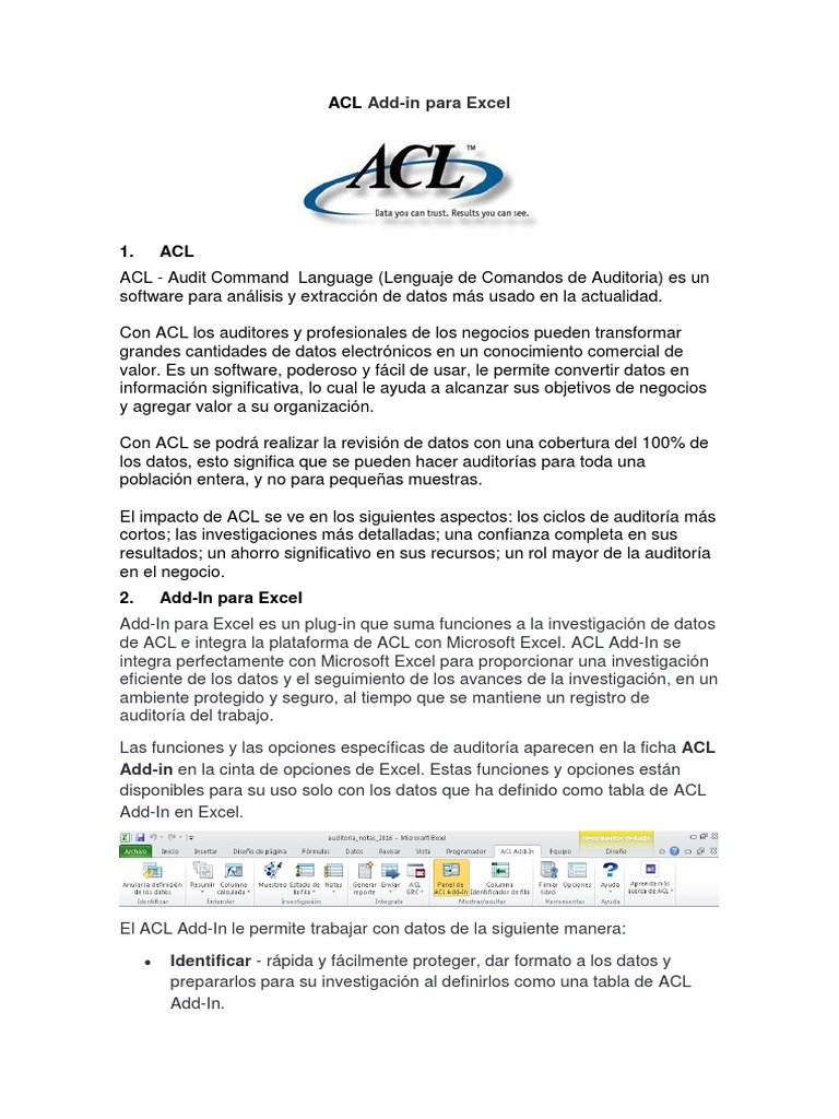 Mini Ejemplo ACL Add in EXcel | PDF | Muestreo (Estadísticas ...