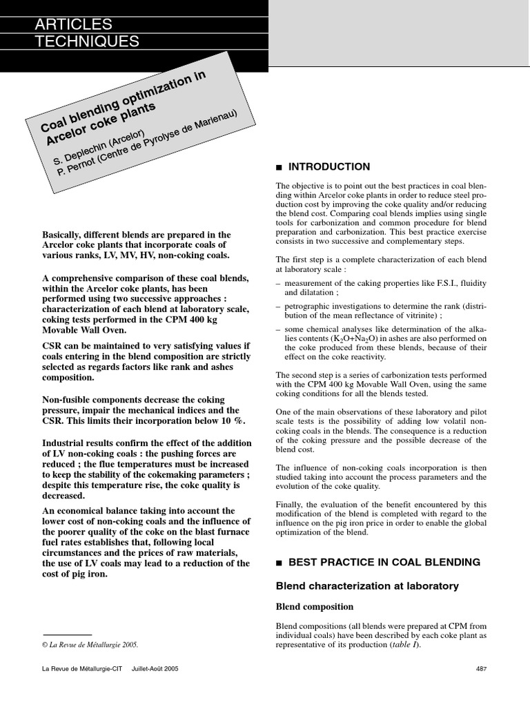 Coal Blending | PDF | Coke (Fuel) | Coal