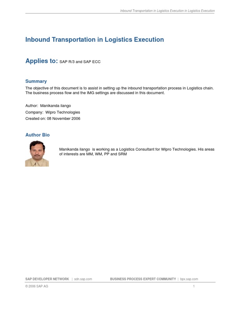 Inbound Transportation | PDF | Receipt | Logistics