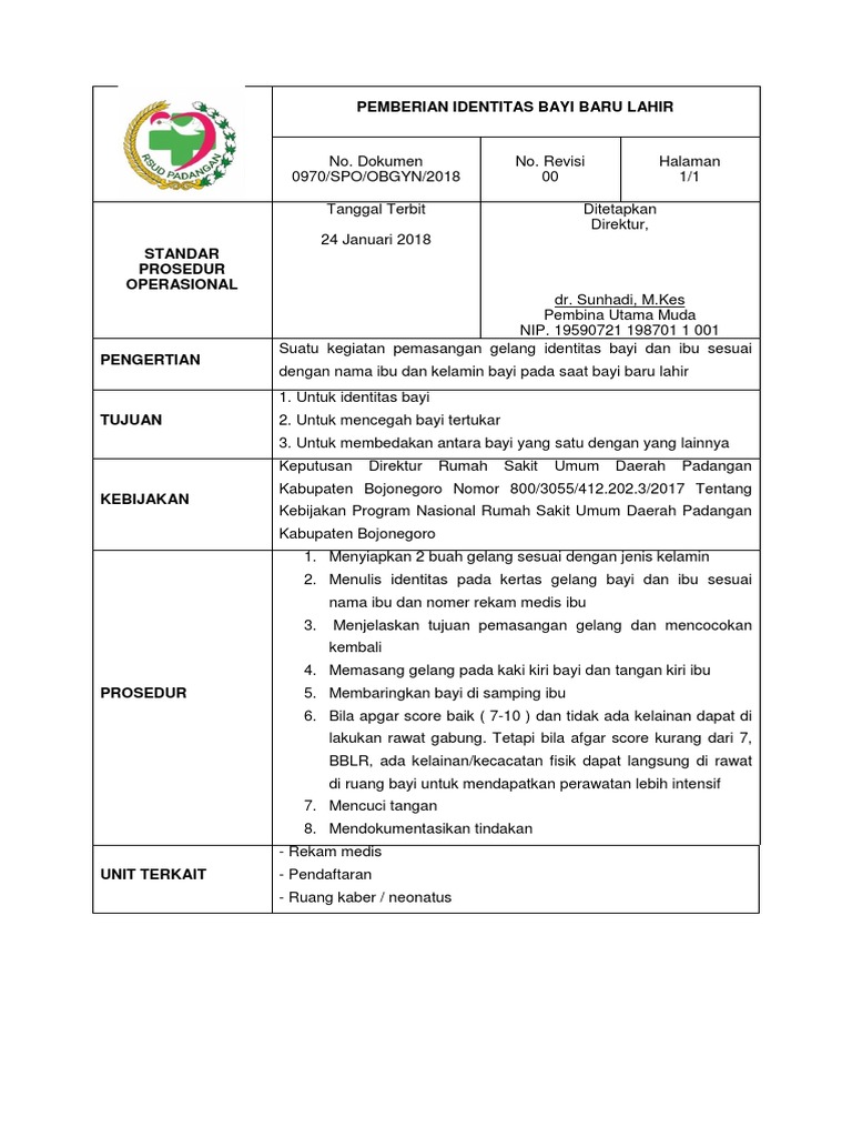 Pemberian Identitas Bayi Baru Lahir | PDF