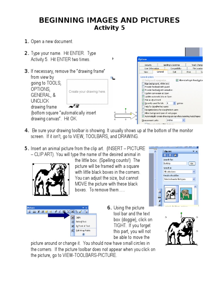 MS Word Picture Manipulation Activity | PDF | Drawing | Art Media