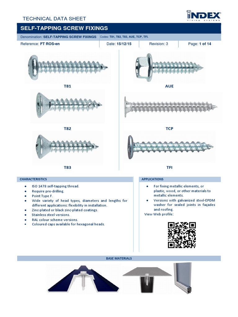 Steel Screws Technical Data Sheet PDF | PDF | Screw | Galvanization