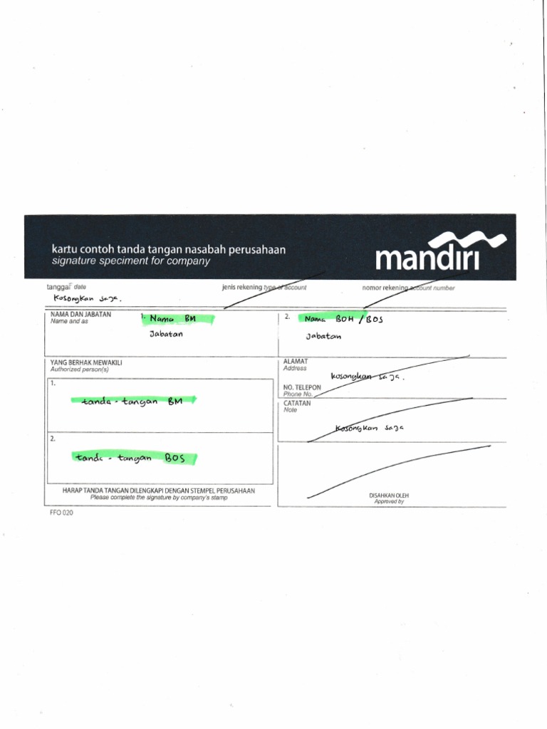 Panduan Ttd Kartu Specimen Bank Mandiri