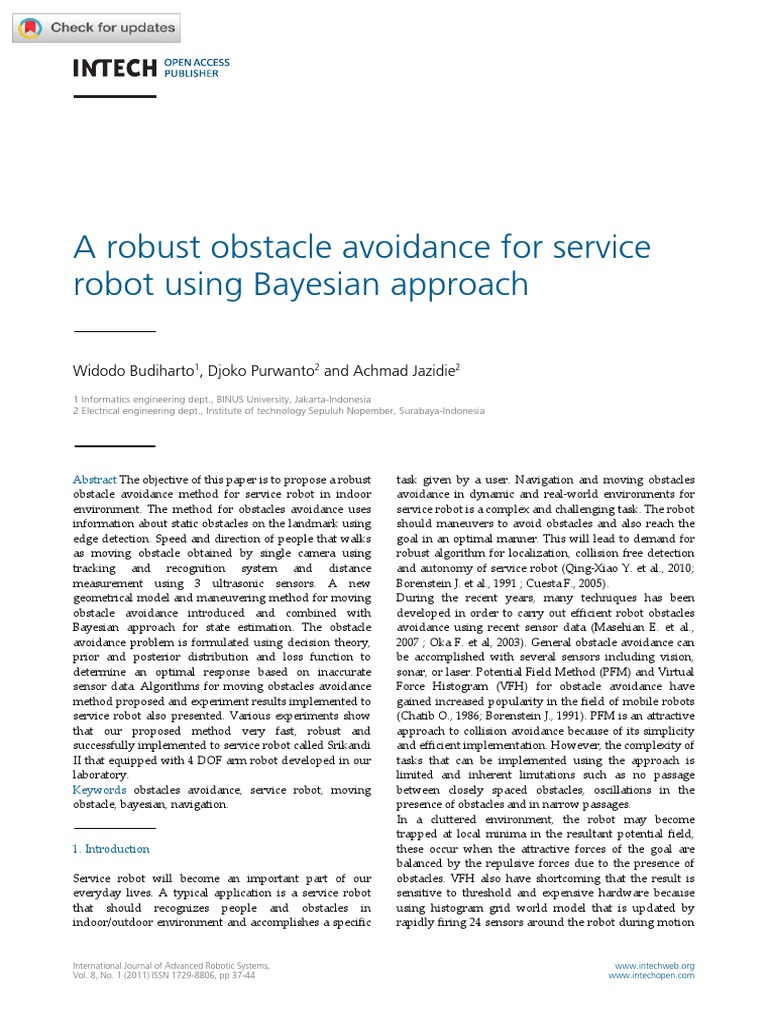Obstacle Avoidance - Article 2 | PDF | Bayesian Inference | Robotics