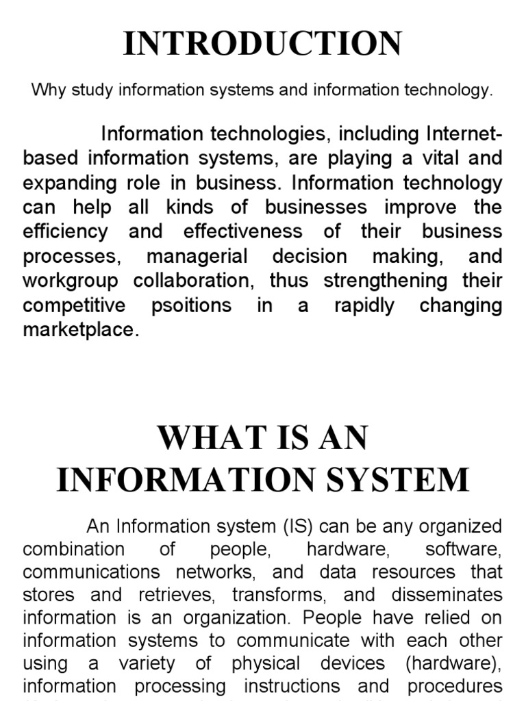 Why Study Information Systems and Information Technology | PDF ...
