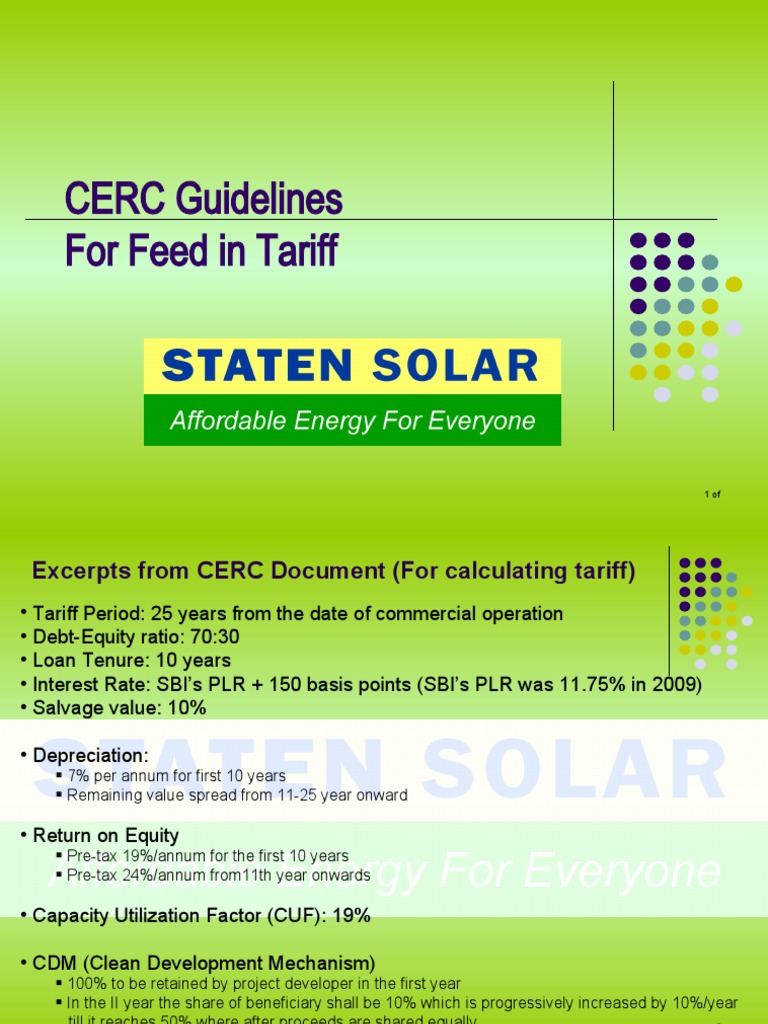 Staten Solar - CERC Guidelines | PDF | Taxes | Depreciation