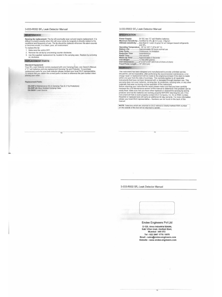 SF6 Dilo Manual | PDF