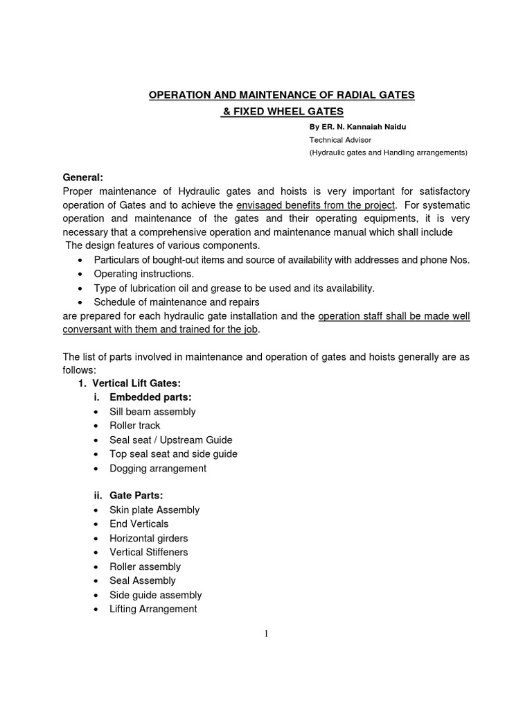 Radial Gates Operation & Maintenance Guide | PDF | Paint | Bearing ...