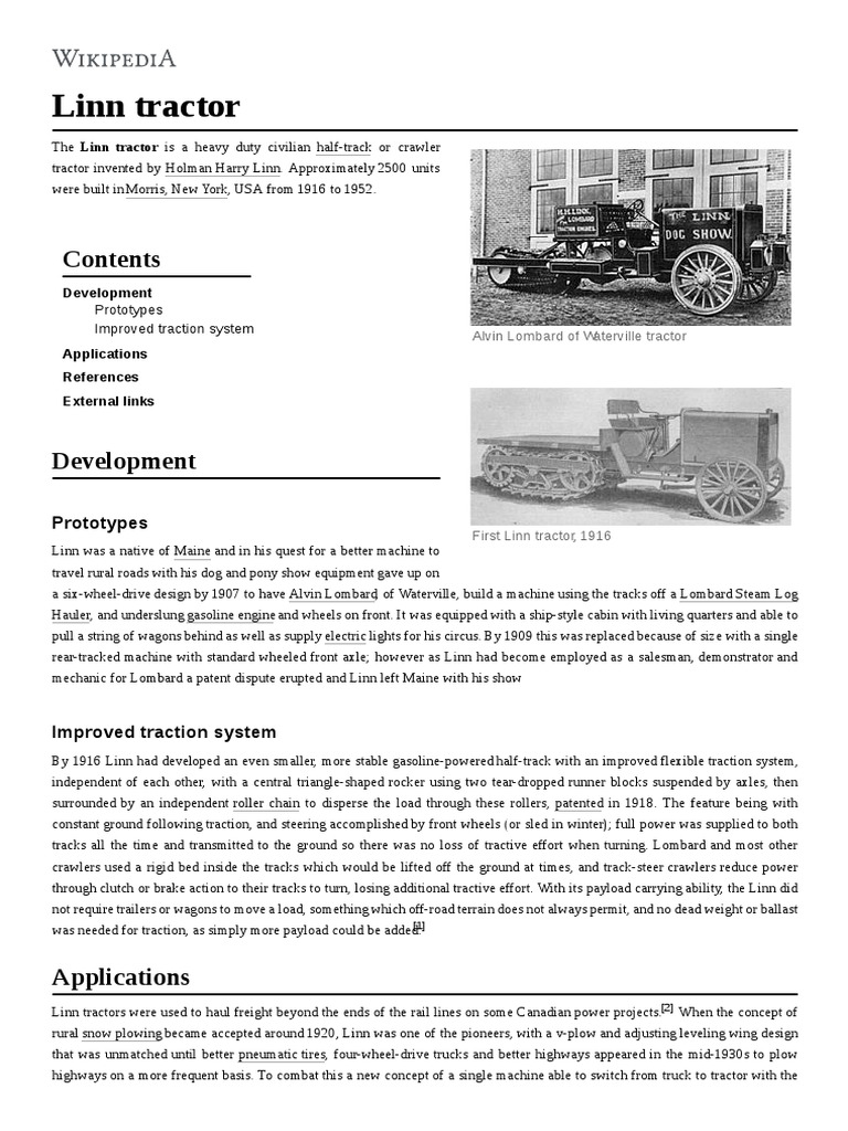 Linn Tractor | PDF | Land Vehicles | Transportation Engineering