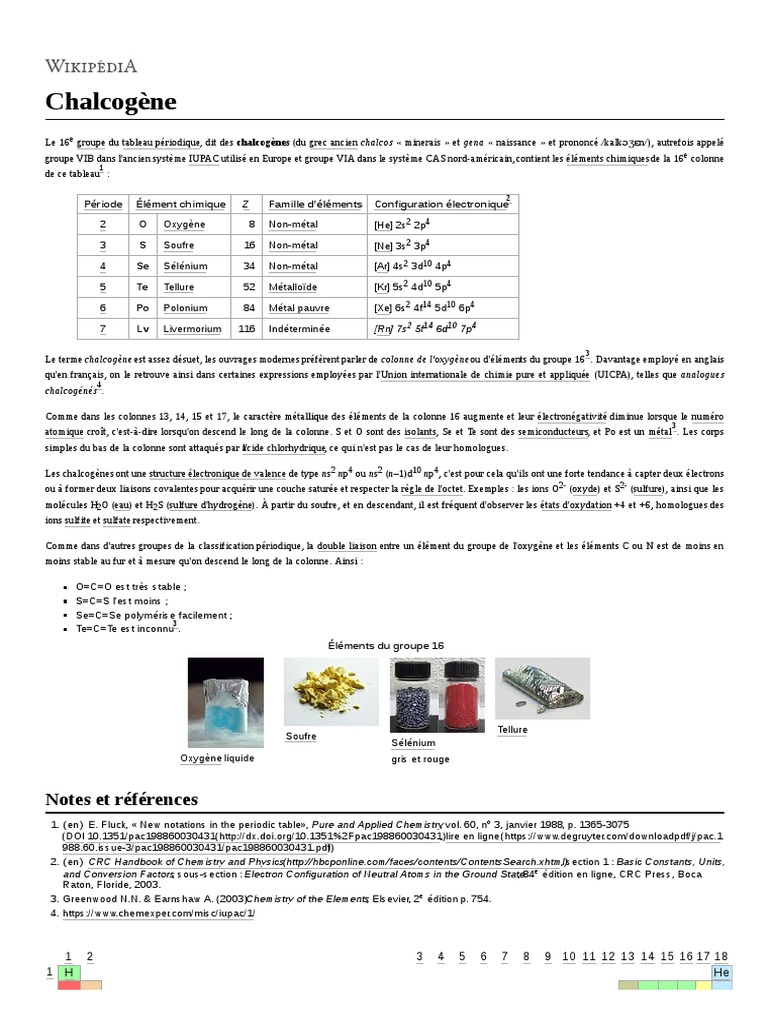 Chalcogène | PDF | Atomes | Chimie