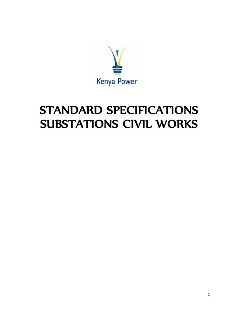Standard Specifications Substations Civil Works | PDF | Road ...