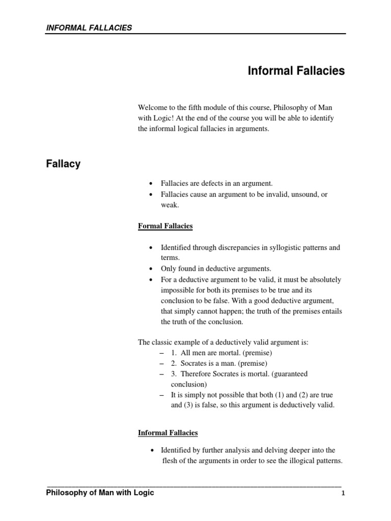 5 Informal Fallacies | PDF | Fallacy | Argument