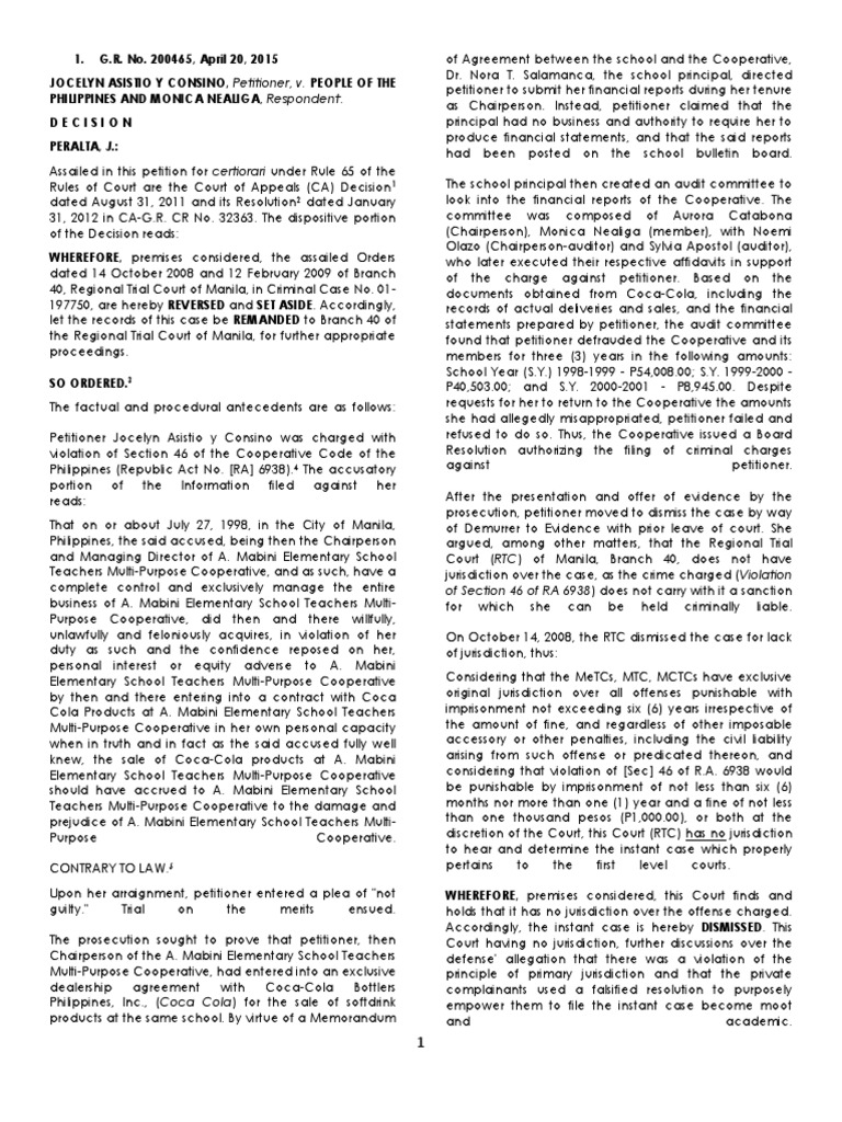 Chanroblesvirtuallawlibrary: of Section 46 of RA 6938) Does Not Carry ...