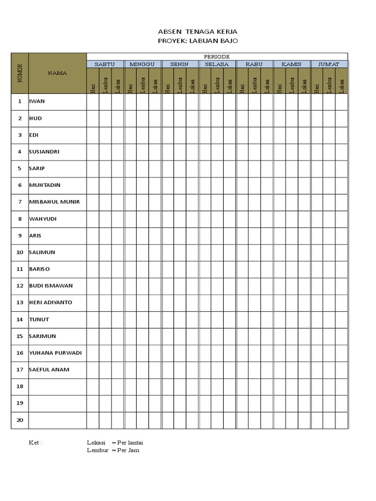 Format Absen Proyek | PDF