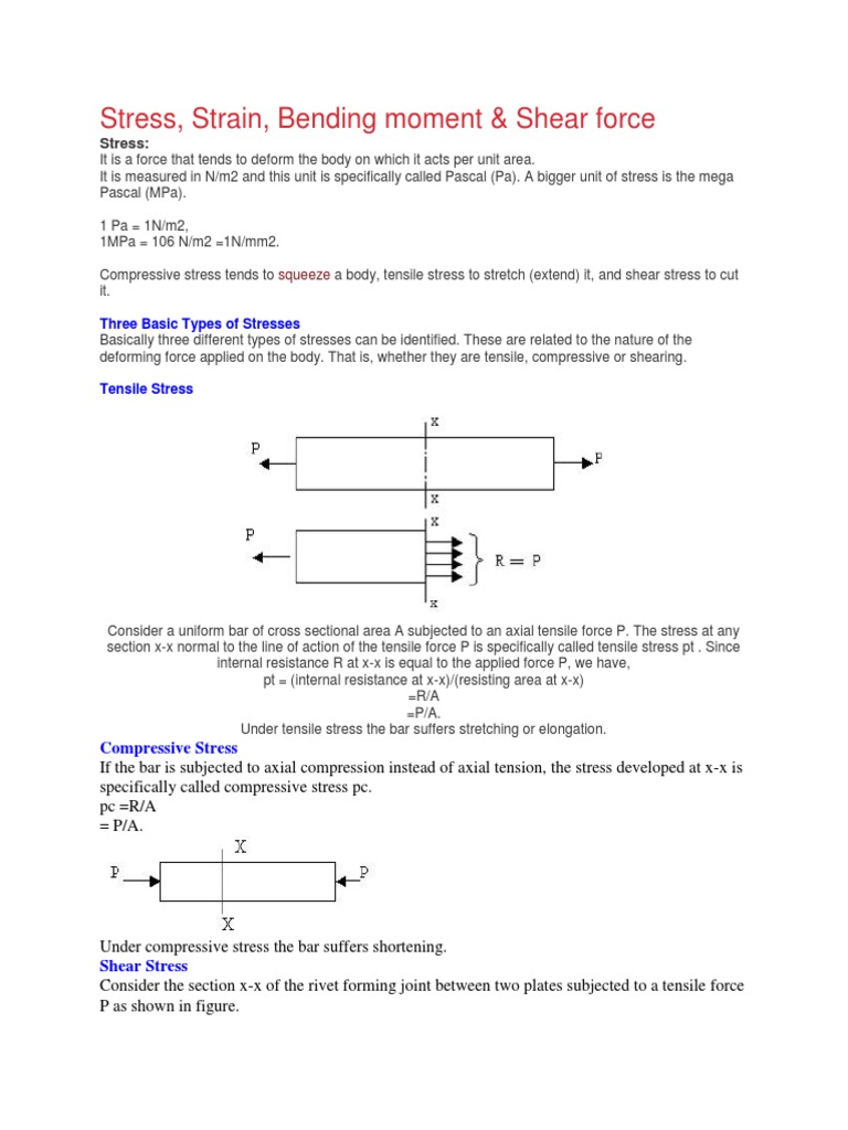 Stress, Strain, BM & Shear Stress | PDF | Stress (Mechanics) | Bending