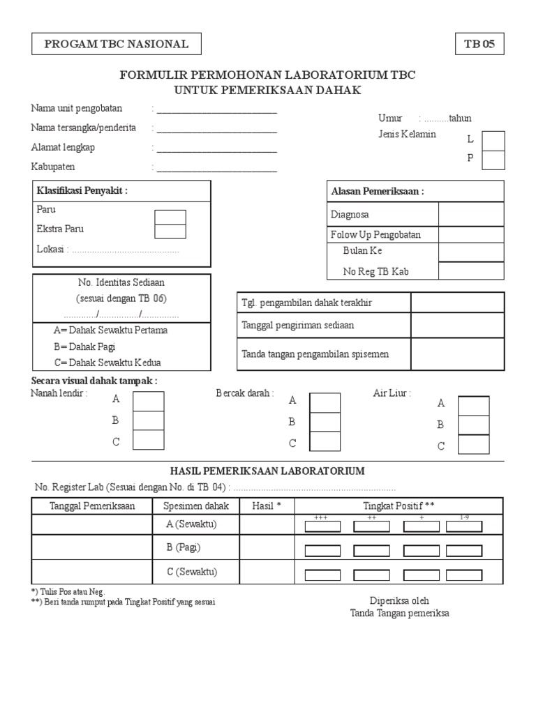 Formulir TBC 05 | PDF