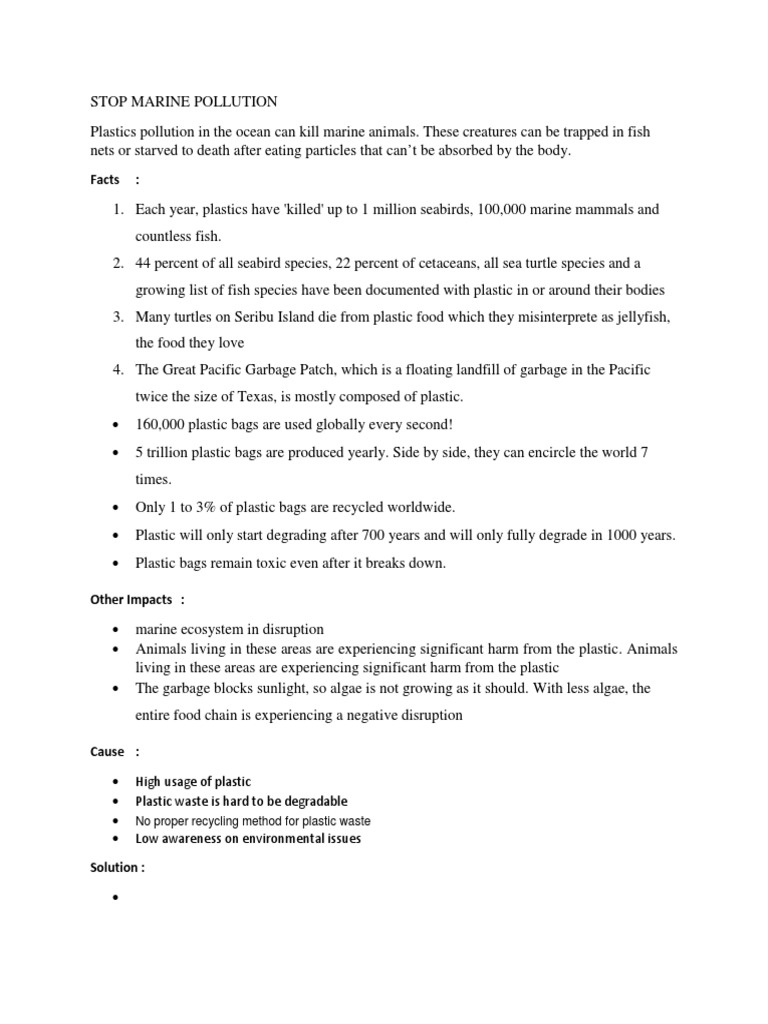 Stop Marine Pollution | PDF