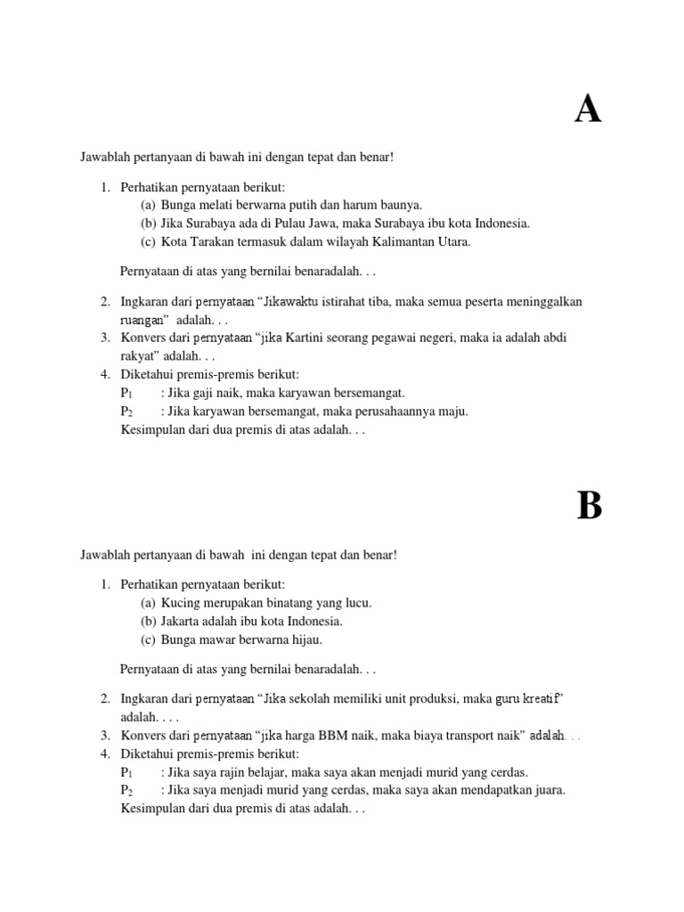 Menguji Kemampuan Berpikir Logis dan Mengidentifikasi Pernyataan yang ...