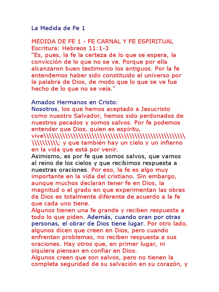 Medida de Fe: Espiritual vs Carnal | PDF | Fe | Verdad