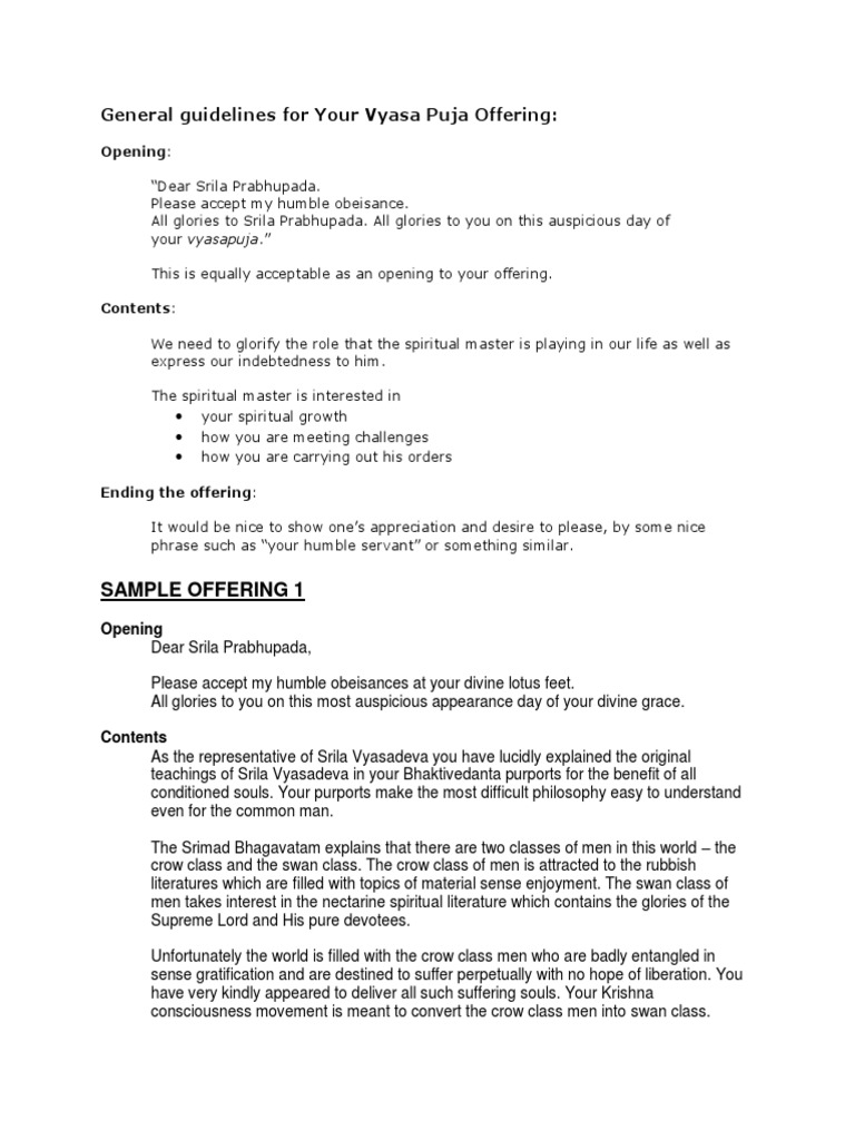How To Write Offering-Guidelines-3 | PDF | Vaishnavism | Monotheistic ...