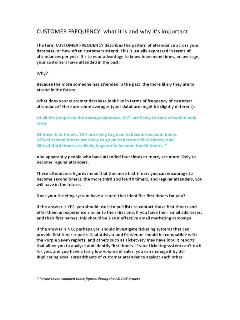 CUSTOMER FREQUENCY: What It Is and Why It's Important | PDF | Marketing ...