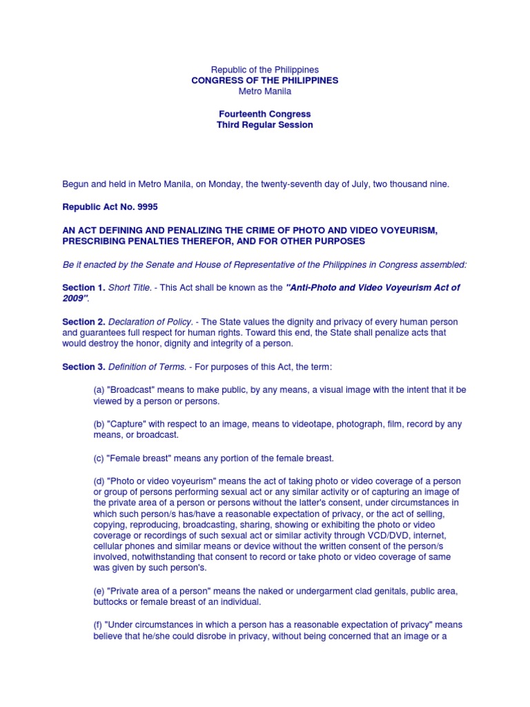 Anti-Photo and Video Voyeurism Act | PDF | Fine (Penalty) | Crime ...