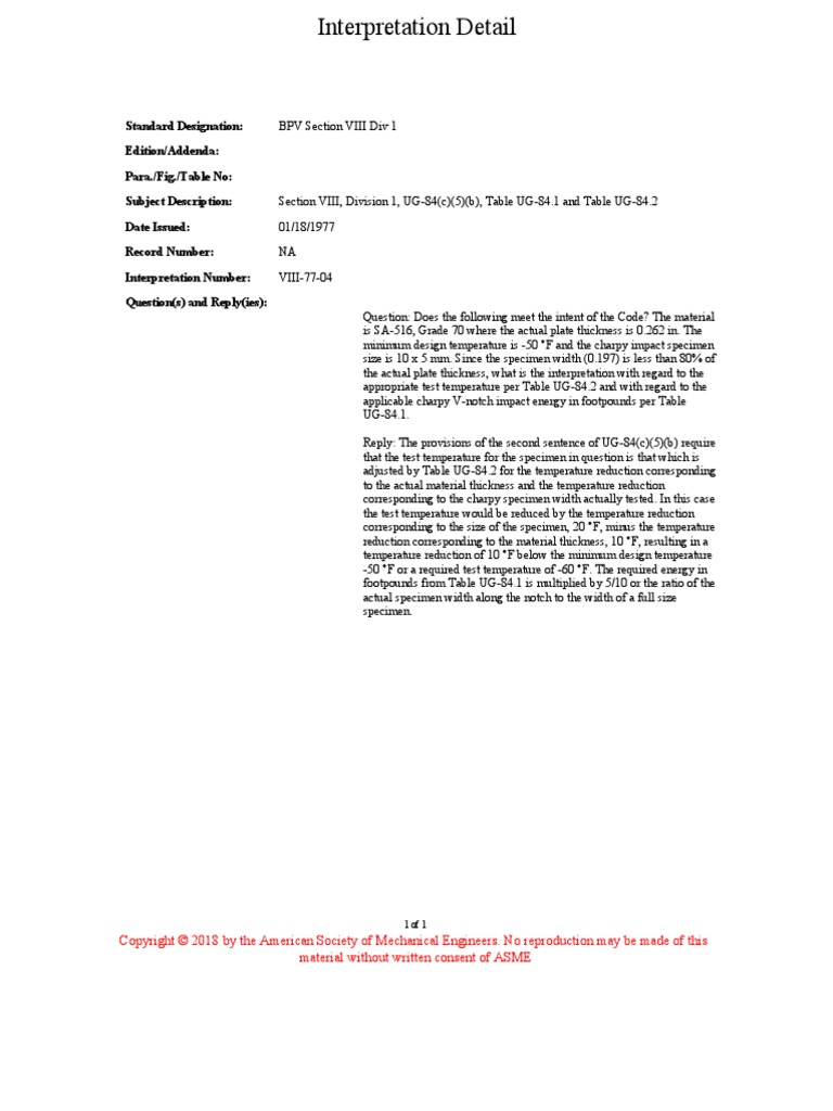 UG-84 (C) (5) (B), Table UG-84.1 and Table UG-84.2 PDF | PDF | Nature
