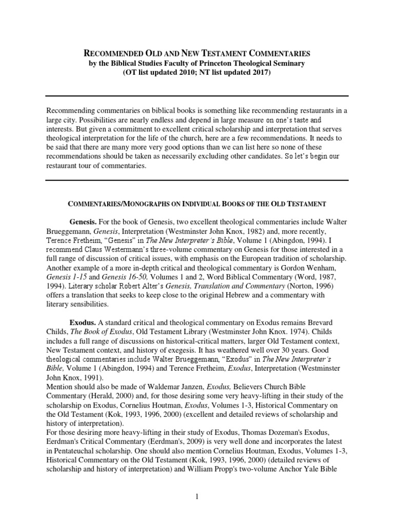 Recommended Bible Commentaries | PDF | Exegesis | New Testament