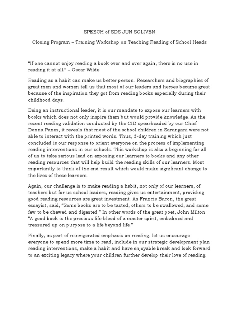 Reading Speech | PDF