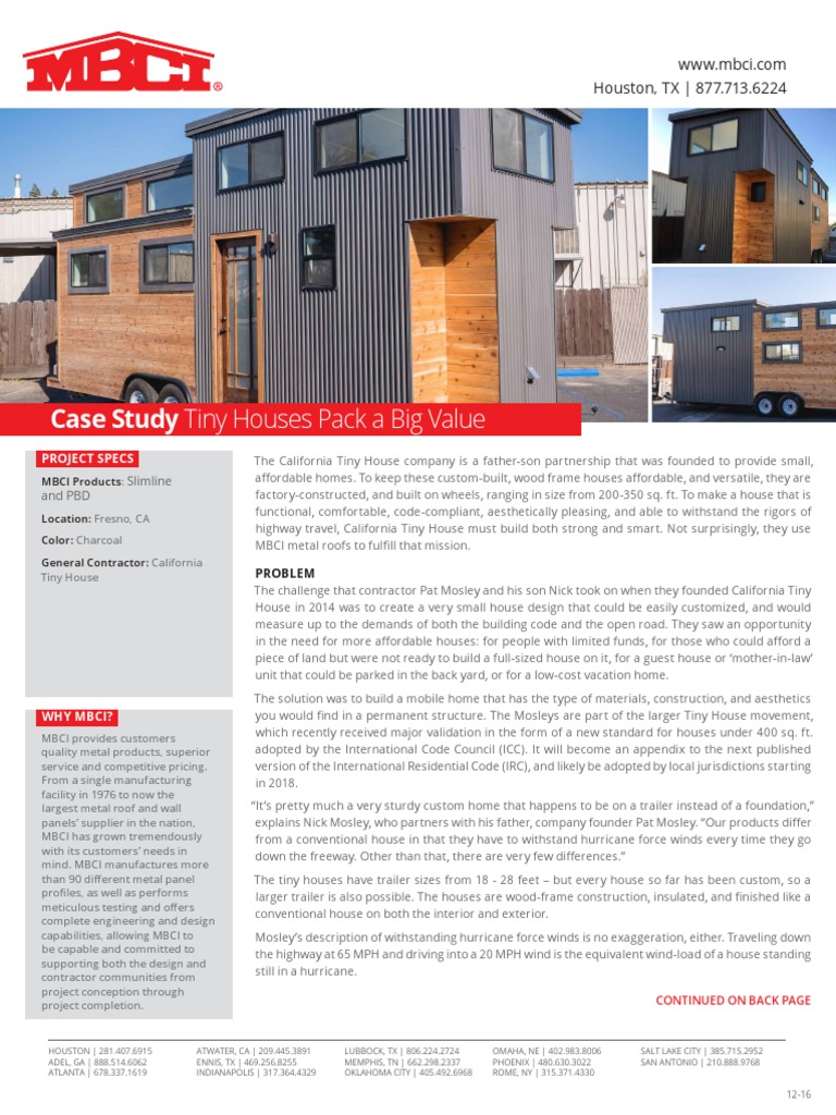MBCI Tiny Home Case Study | PDF | Roof | Architectural Design
