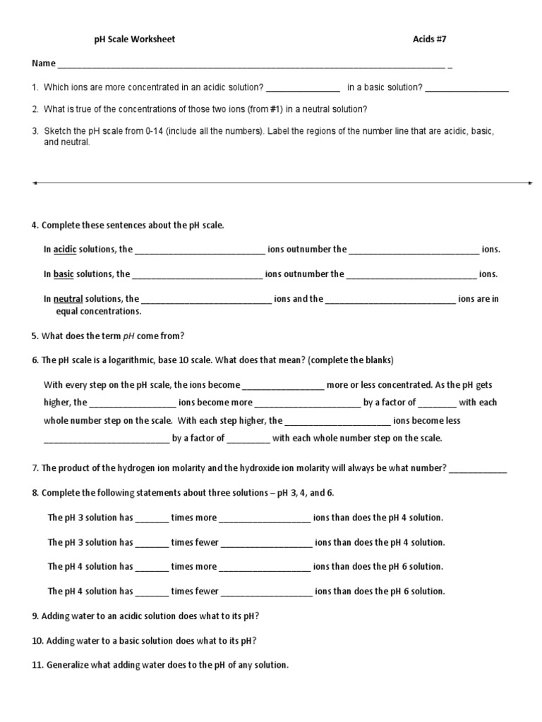 9 - PH Worksheet | PDF | Ph | Analytical Chemistry