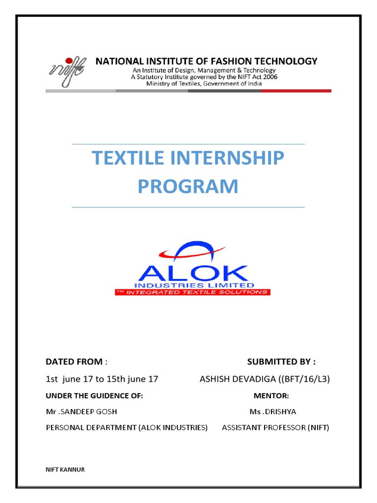 Textile Internship Alok Industries | PDF | Weaving | Textiles