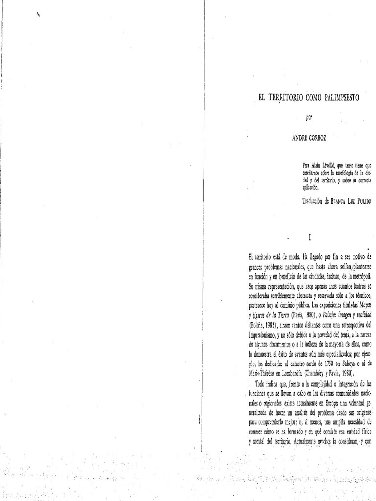 Andre Corboz El Territorio Como Palimpsesto | PDF