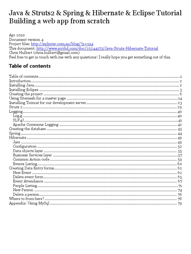 Struts Spring Hibernate Tutorial | PDF | Java Server Pages | Web ...