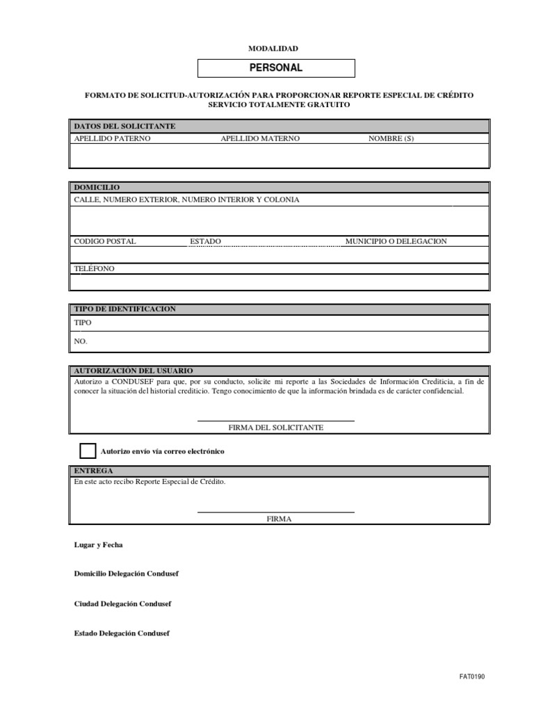 Formato para Solicitud de Buró de Crédito | PDF