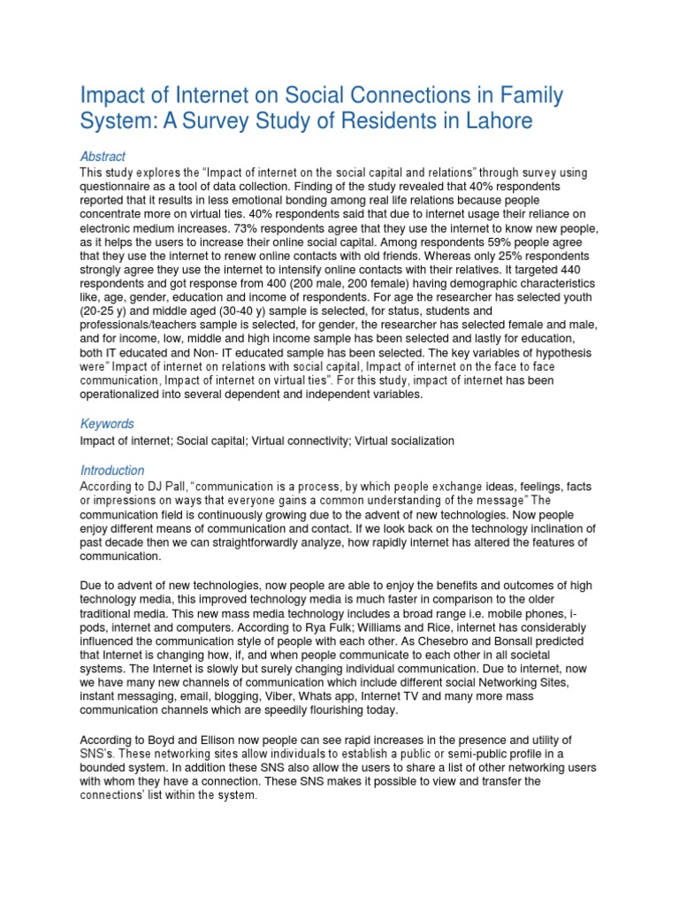 Internet's Impact on Family Connections | PDF | Social Capital | Social ...