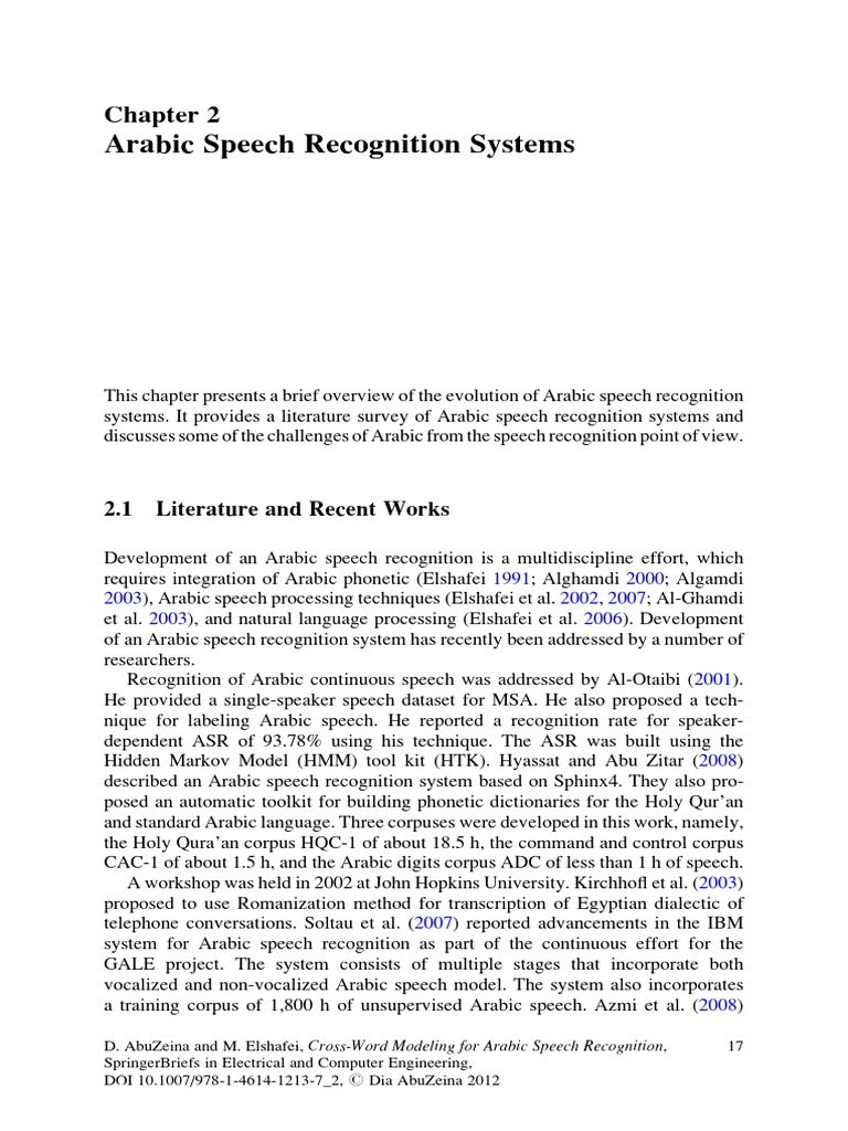 Arabic Speech Recognition Systems | PDF | Speech Recognition | Arabic