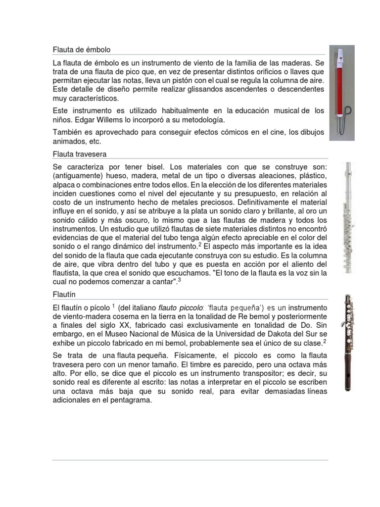 Flauta y Los Tipos de Flautas Que Existen | PDF | Flauta | Clarinete