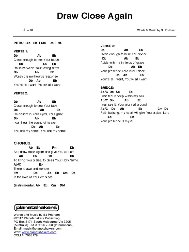 Draw Close Again CHART LYRICS 1 PDF | PDF